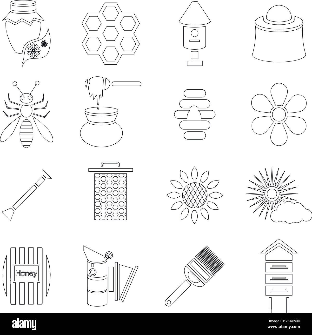 Apiary icons set, outline style Stock Vector Image & Art - Alamy