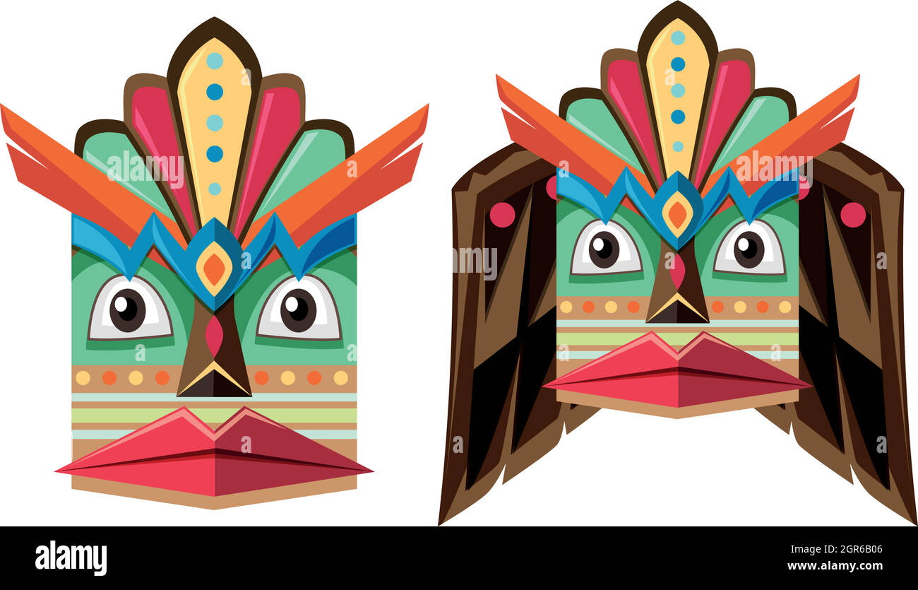 Wooden made masks Stock Vector Images - Alamy