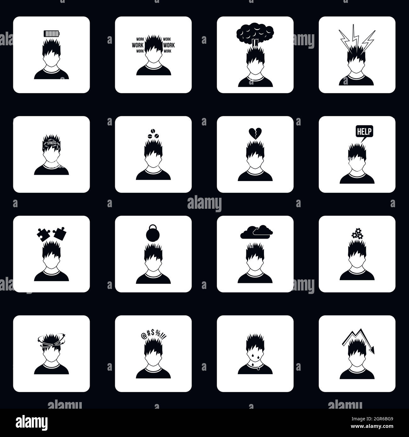 Stress icons set in simple style Stock Vector Image & Art - Alamy