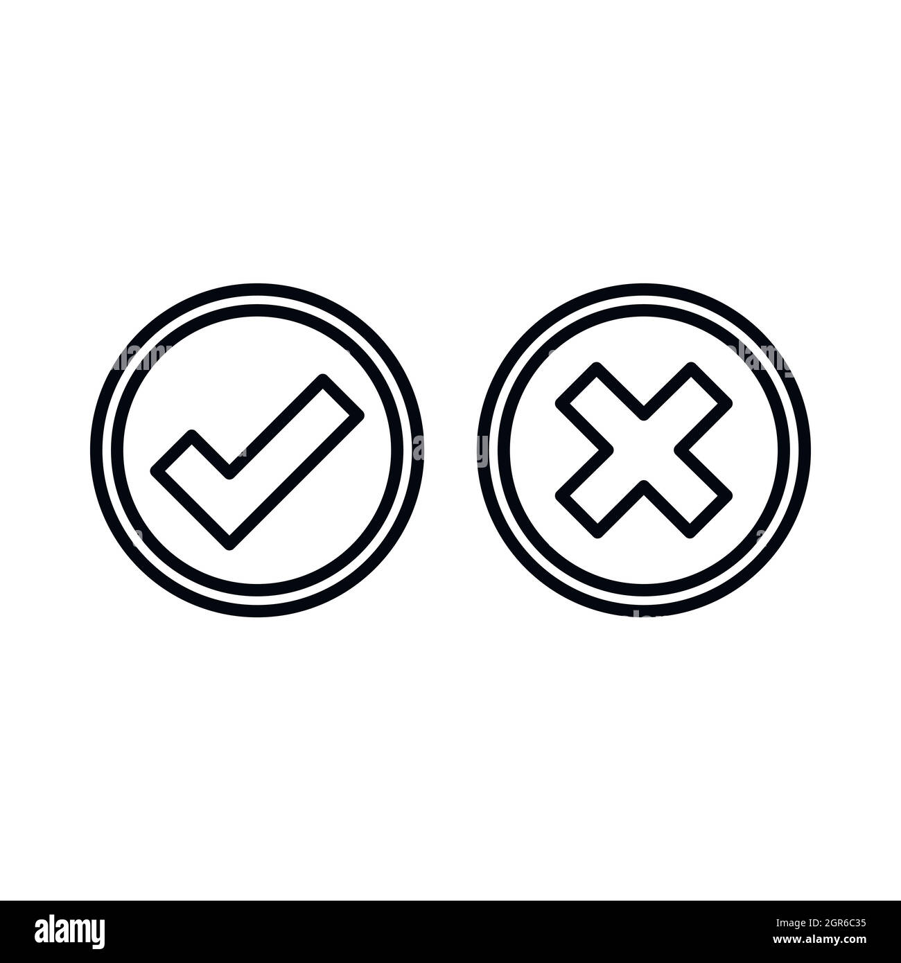 Tick and cross circle shape icon, outline style Stock Vector Image ...