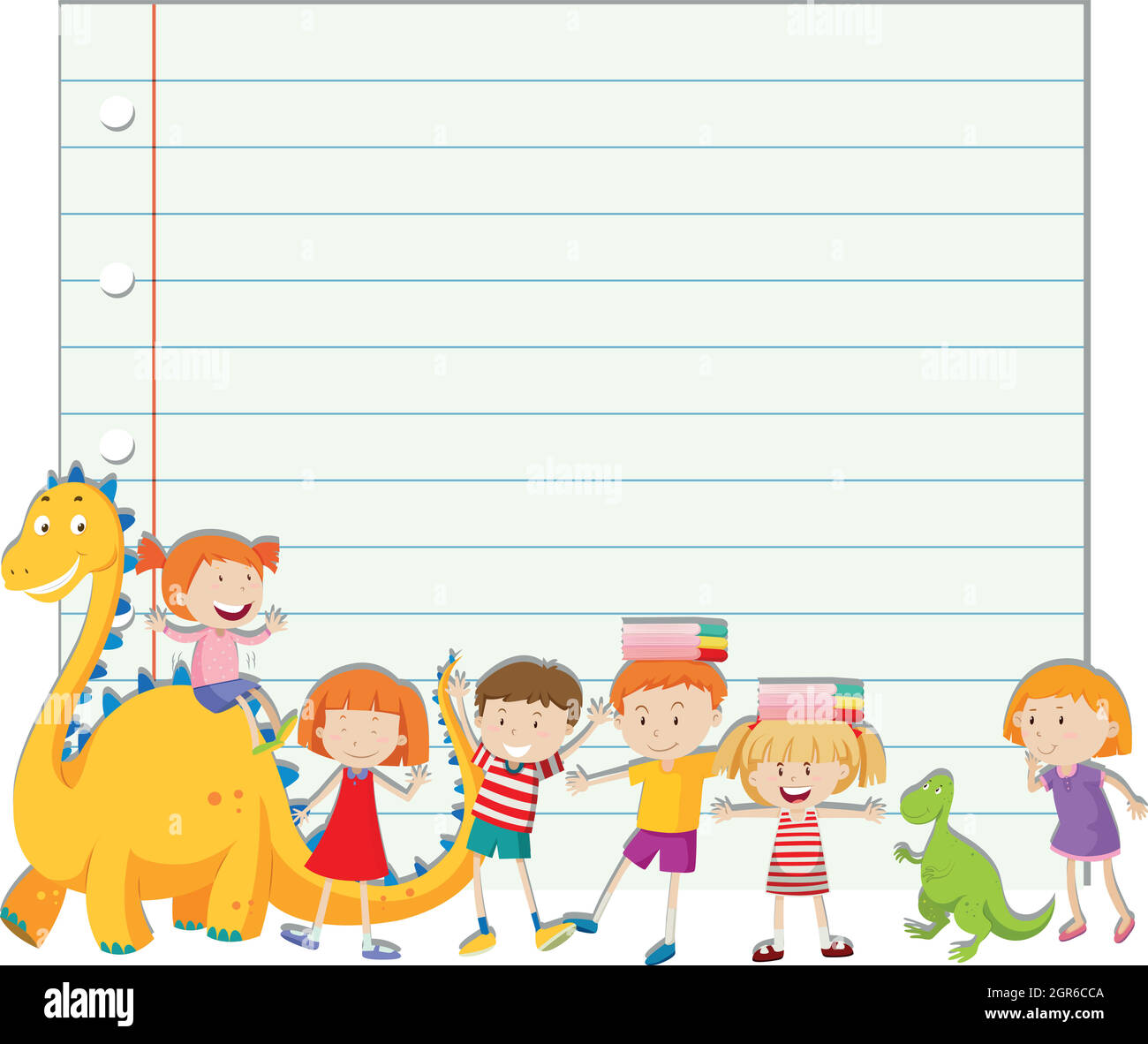 Paper design with children and dinosaur Stock Vector Image & Art - Alamy