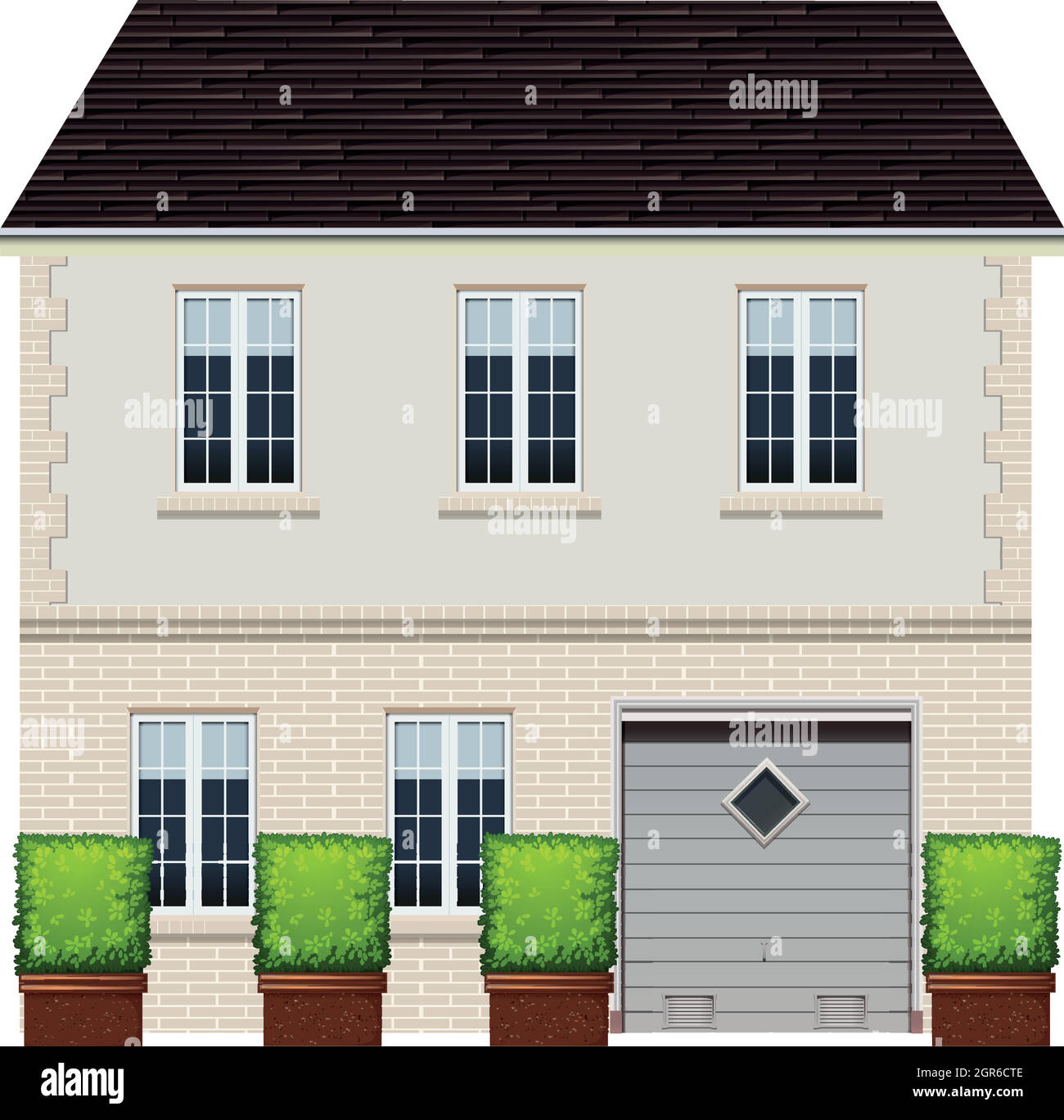 Brick house white windows Stock Vector Images - Alamy