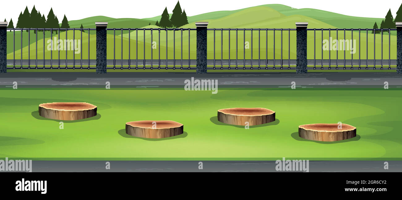 outdoor nature scene with fence Stock Vector Image & Art - Alamy