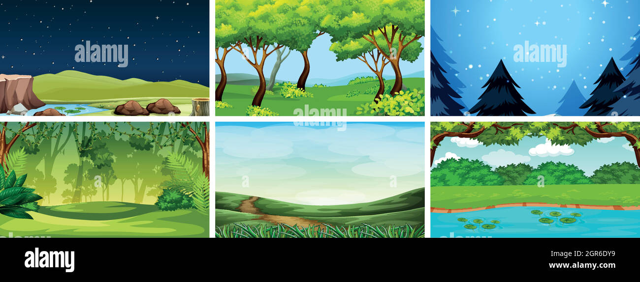 Various nature scenes in day and night Stock Vector Image & Art - Alamy