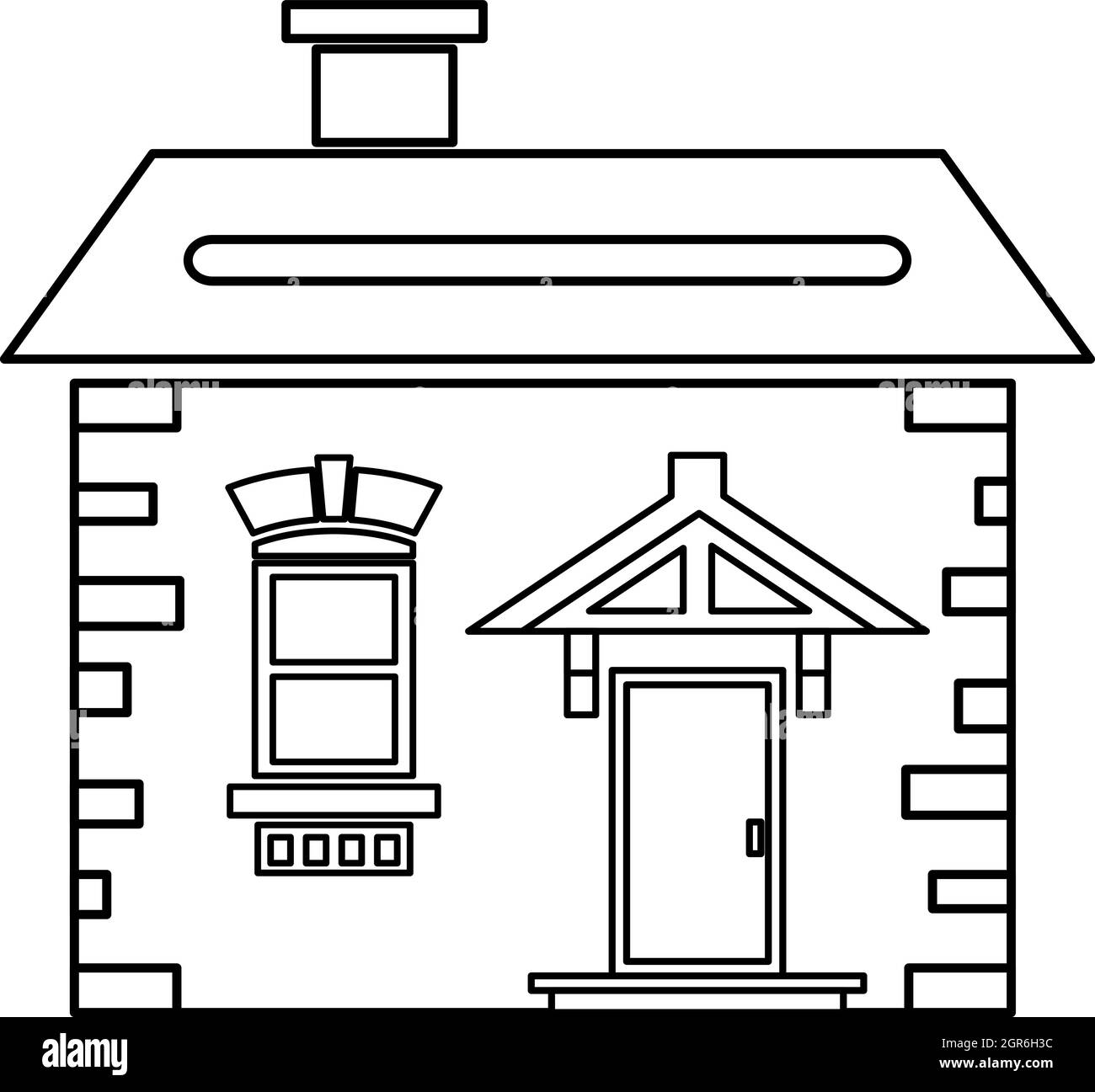House with roof and chimney icon, outline style Stock Vector Image ...