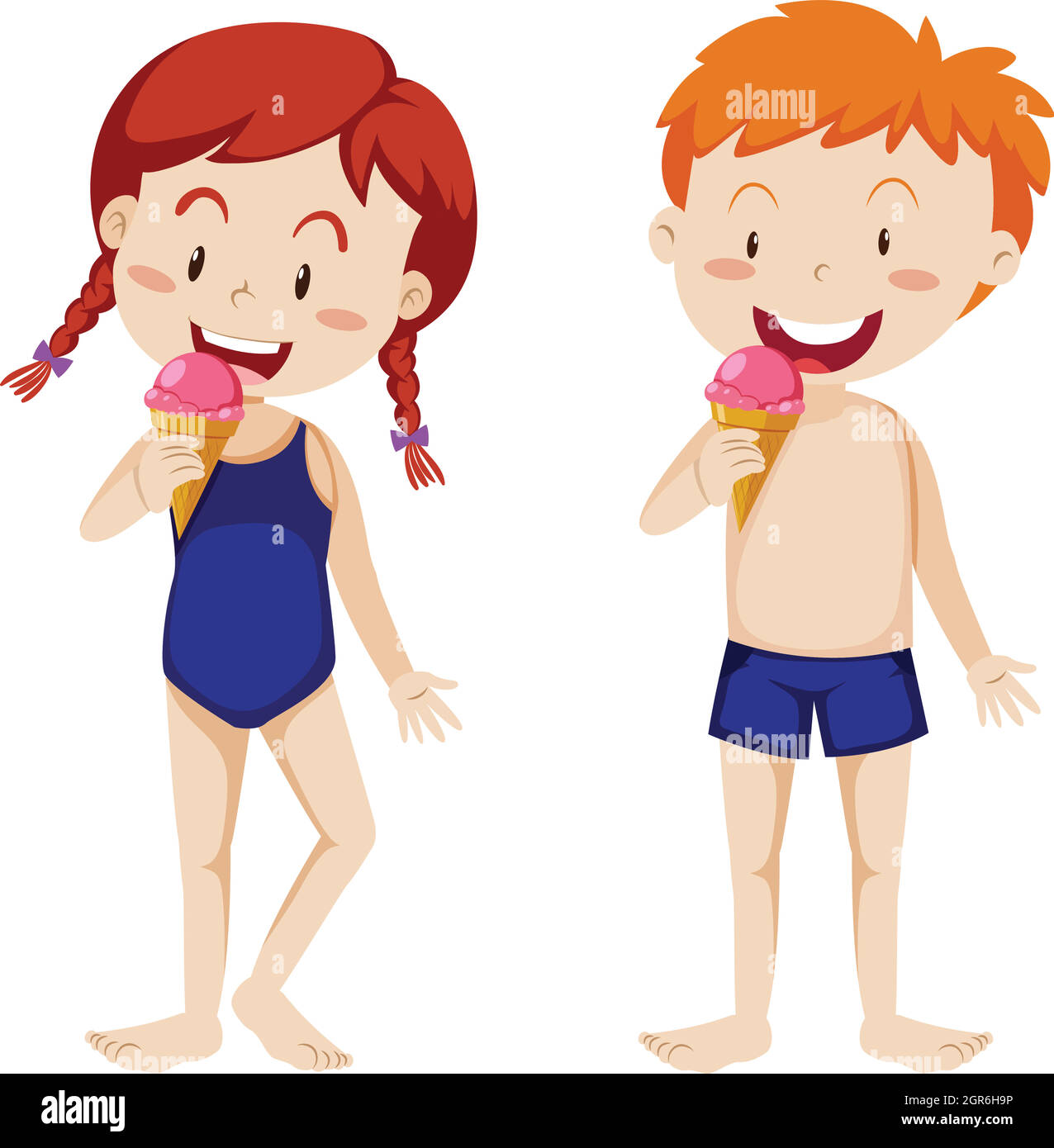 Happy girl ice cream Cut Out Stock Images & Pictures - Alamy