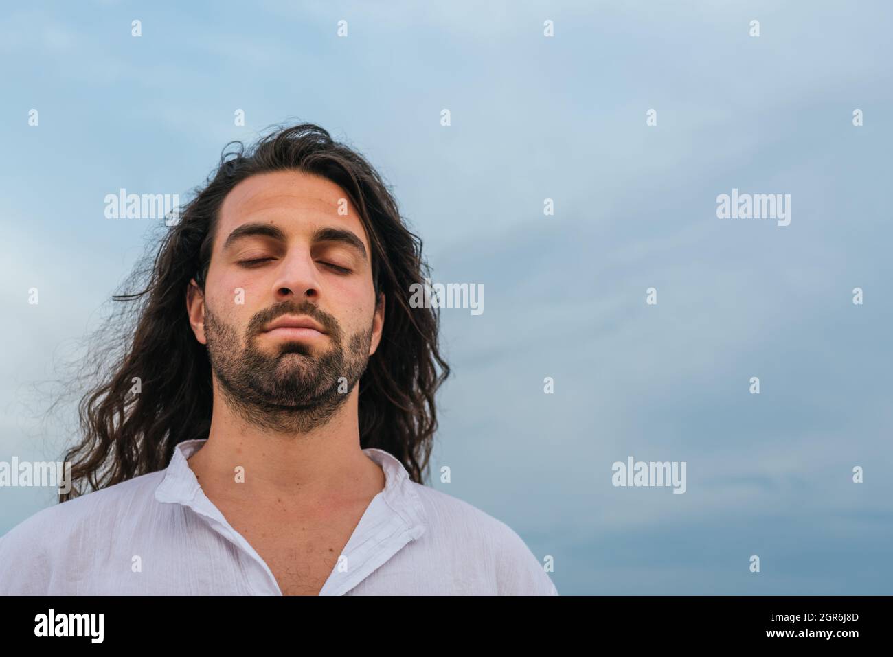 Hippie meditating outdoors hi-res stock photography and images - Alamy