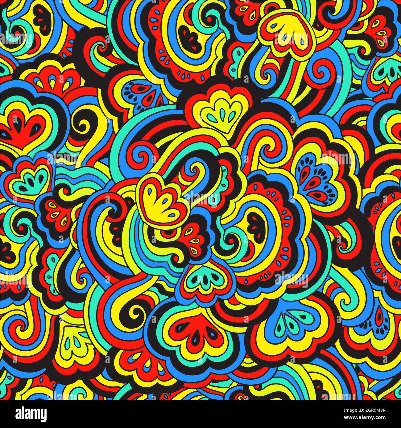 Bright colorful seamless pattern with floral and plants element in ... Bright colorful seamless pattern with floral and plants element in ...