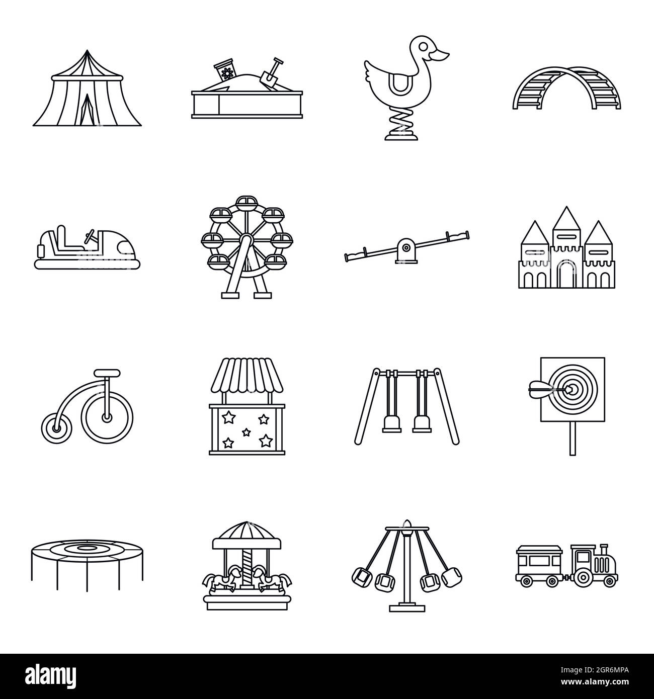 Amusement park icons set, outline style Stock Vector Image & Art - Alamy