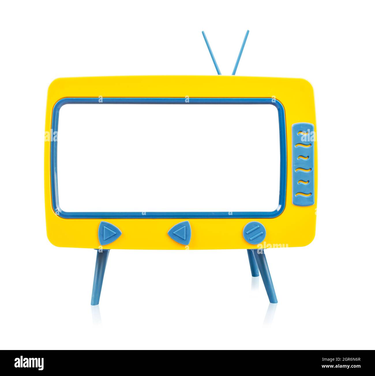 Vintage Miniature Toy Television isolated on white background, Save ...