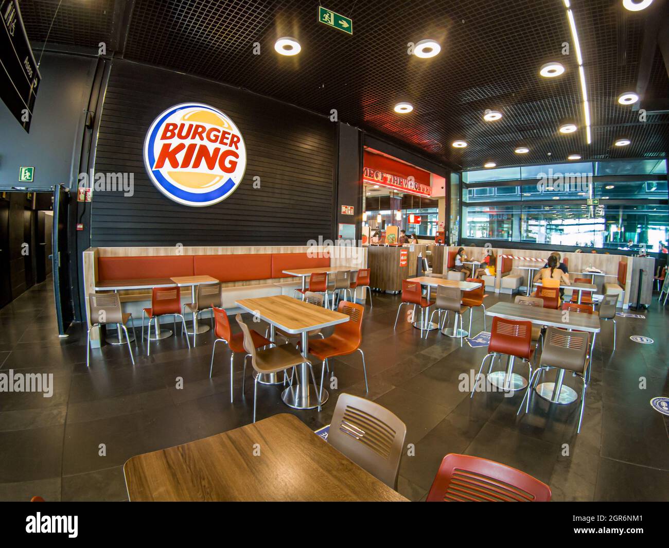 VIGO, SPAIN - Sep 10, 2021: The Burger King fast-food restaurant area ...