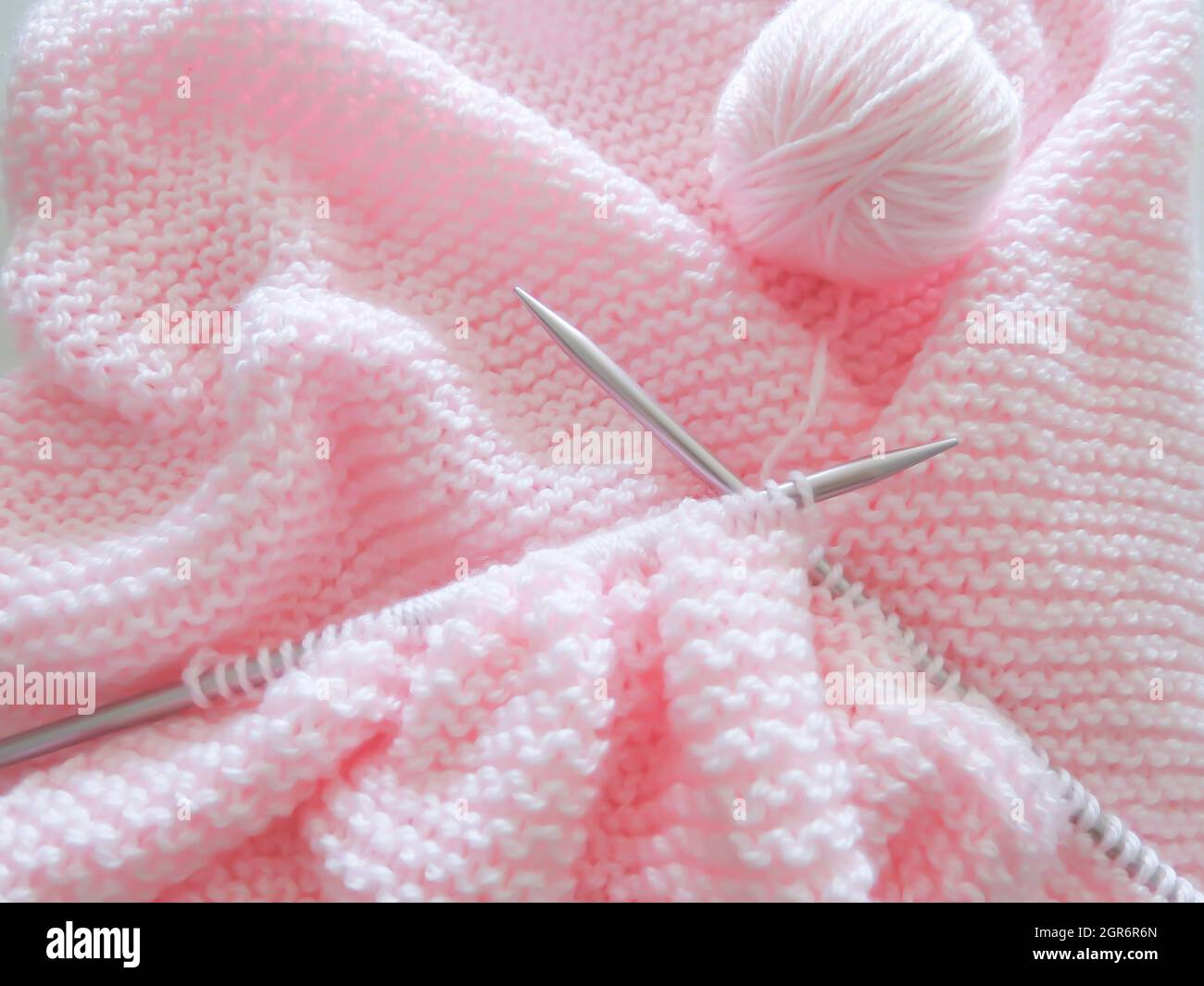 Knitting Project - Baby Blanket in Progress Stock Photo - Alamy