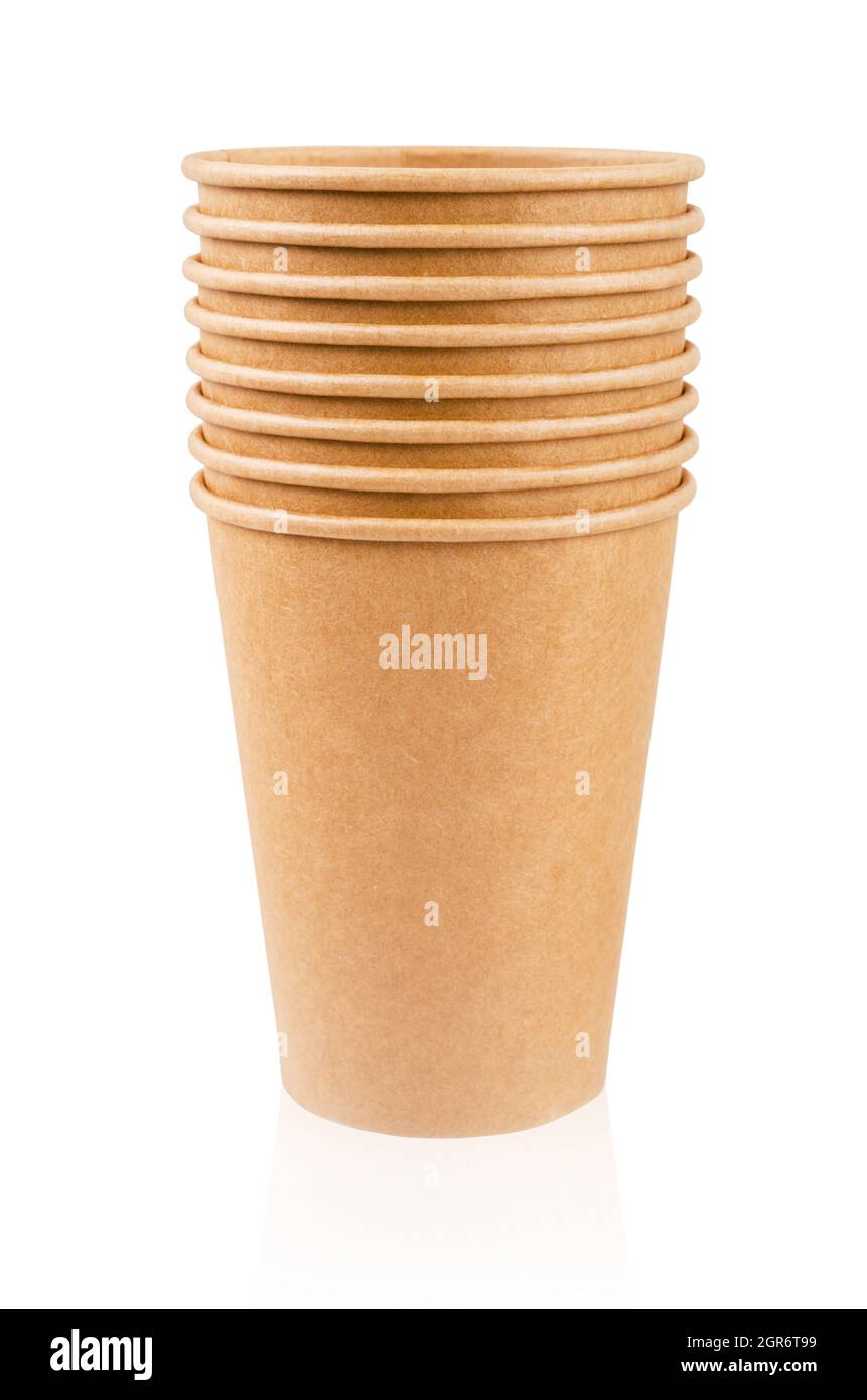 Disposable paper drink glass isolated on white background, save ...