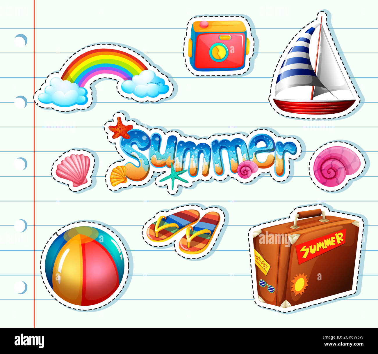 Sticker set for summer items Stock Vector Image & Art - Alamy