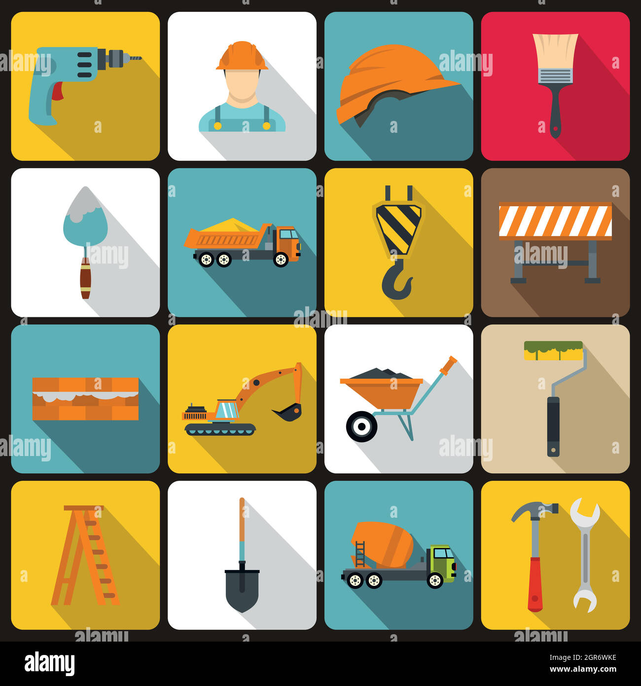 Construction icons set in flat style Stock Vector Image & Art - Alamy
