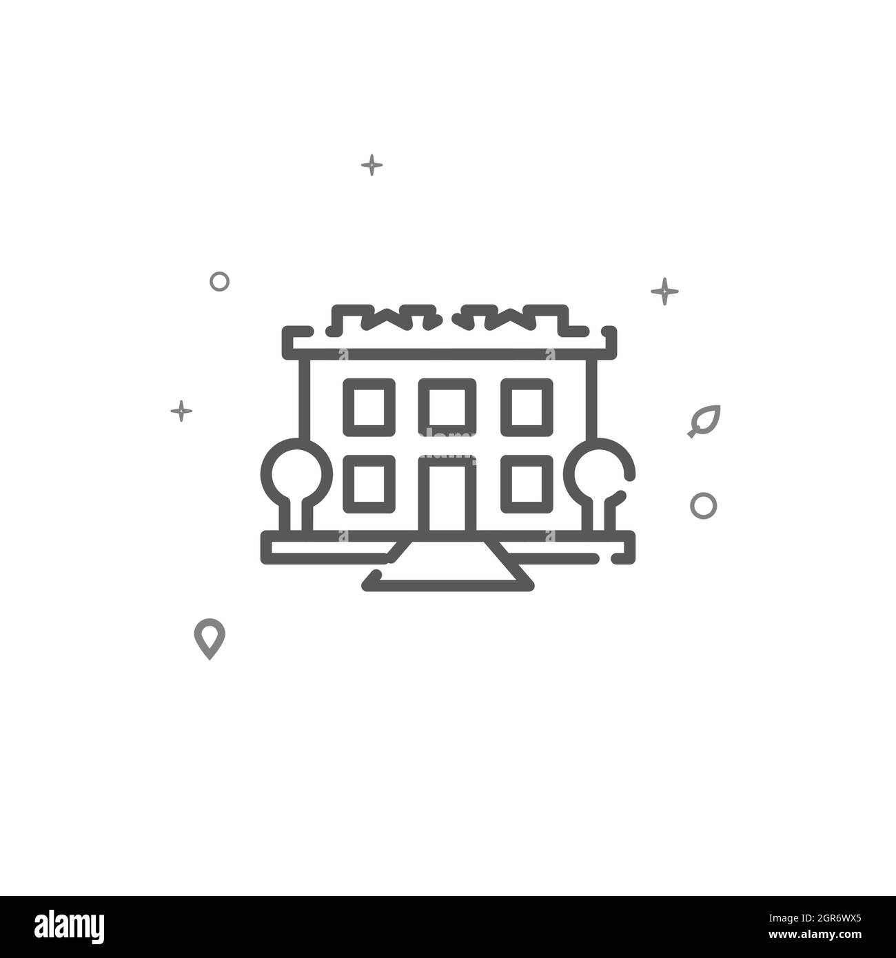 Hotel simple vector line icon. Building symbol, pictogram, sign ...