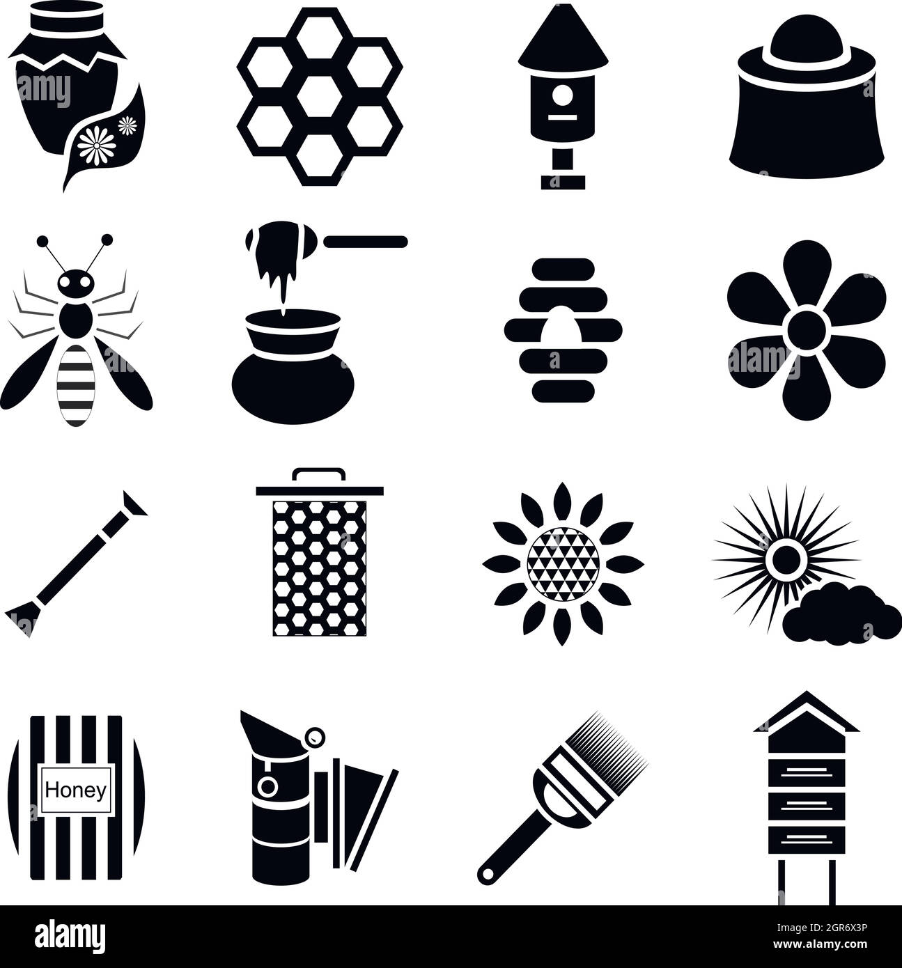 Apiary honey icon set hi-res stock photography and images - Alamy