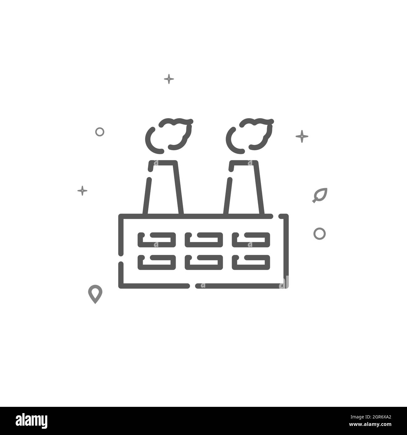 Factory, industry simple vector line icon. Plant symbol, pictogram ...