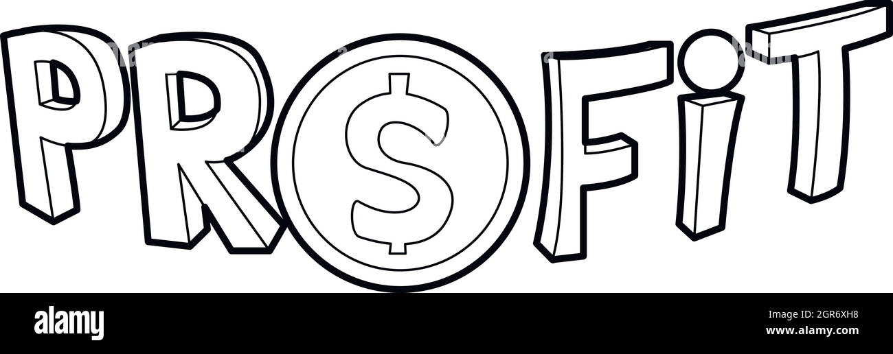 Profit word with a dollar sign icon, outline style Stock Vector Image ...