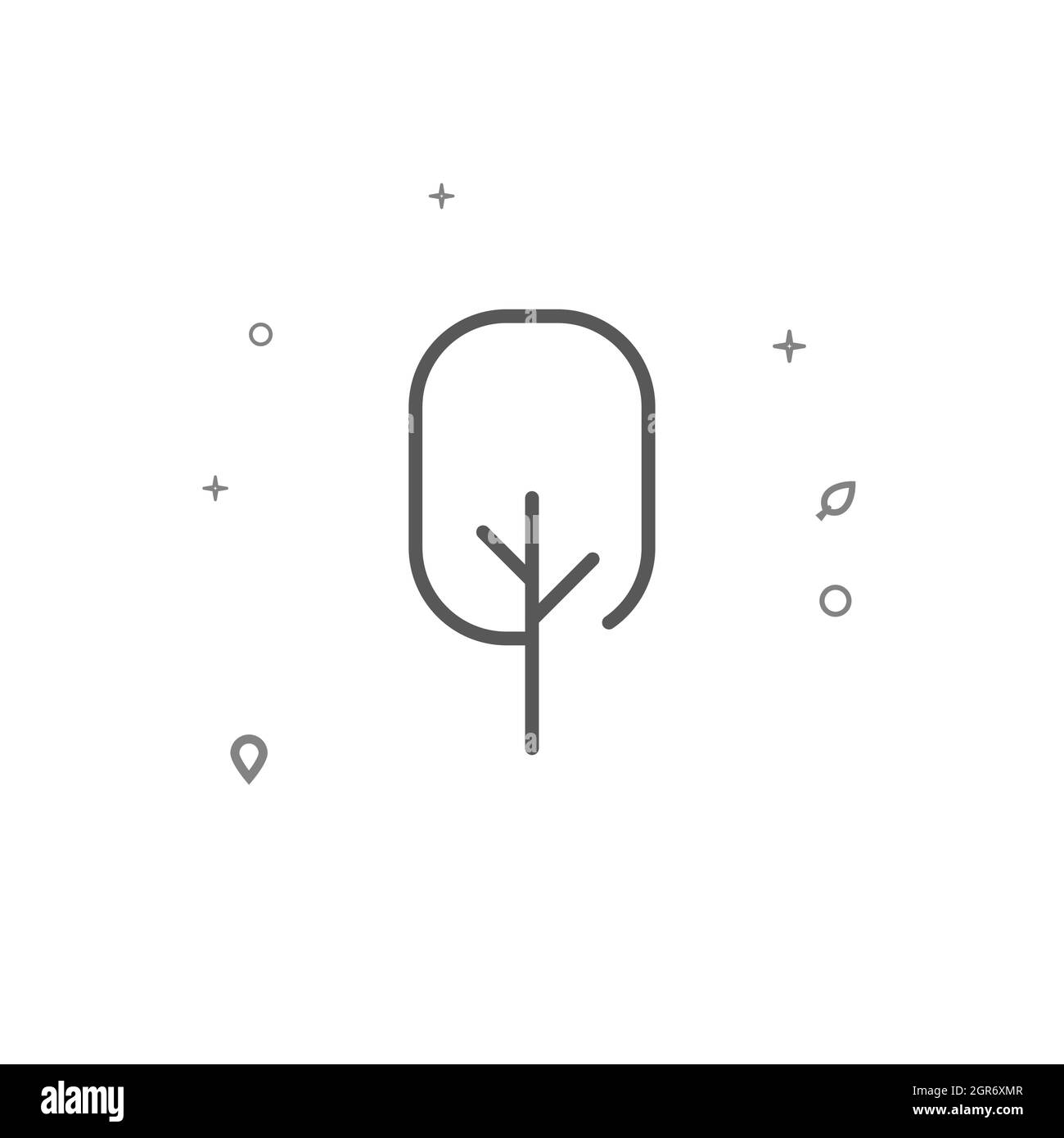 Rounded rectangle tree simple vector line icon. Tree sign isolated on ...