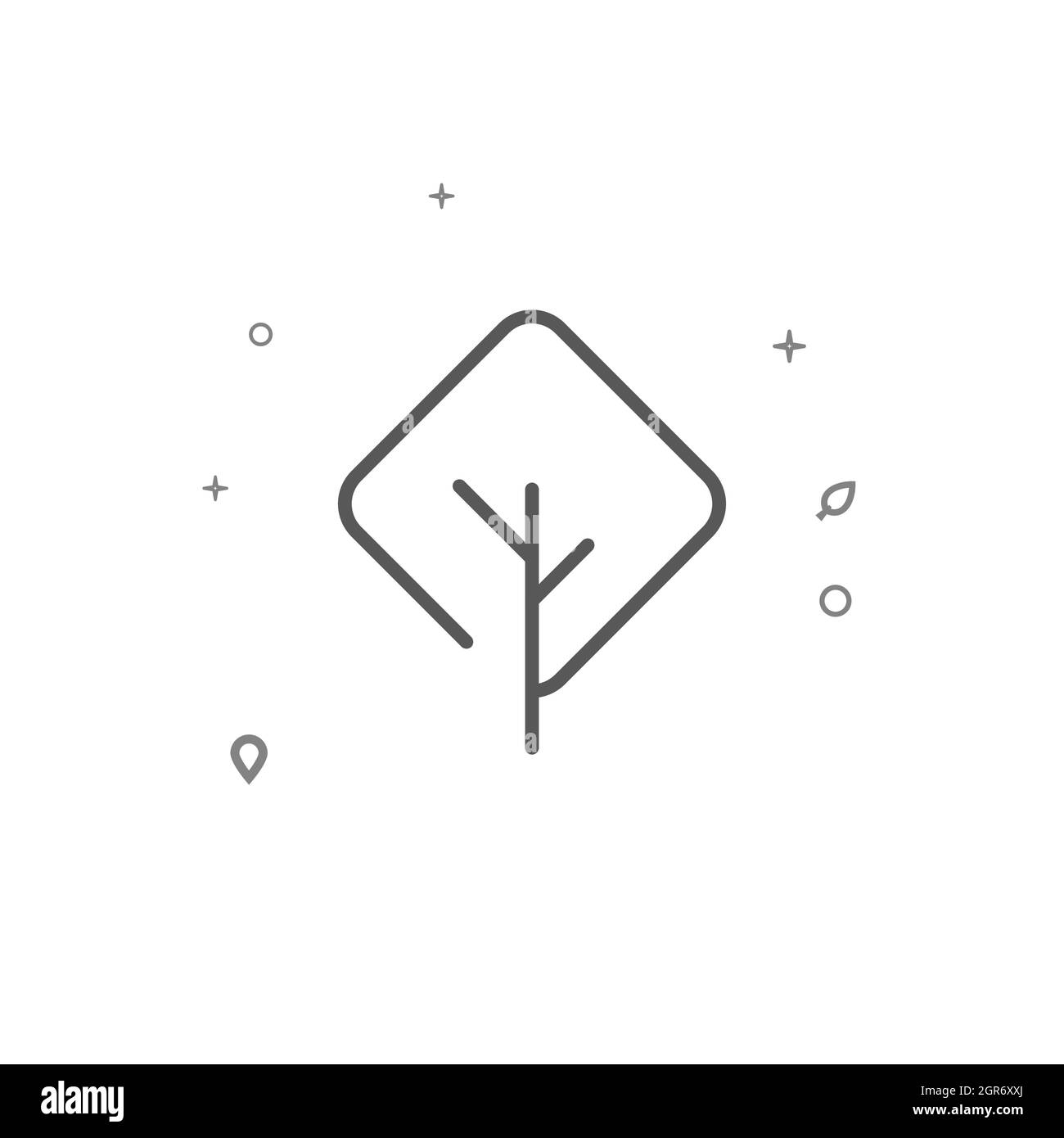 Diamond-shaped tree simple vector line icon. Tree sign isolated on ...