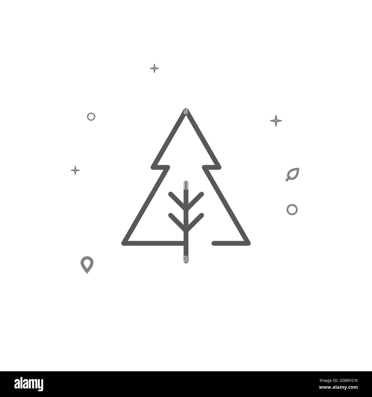 Triangular tree simple vector line icon. Christmas tree sign isolated ...