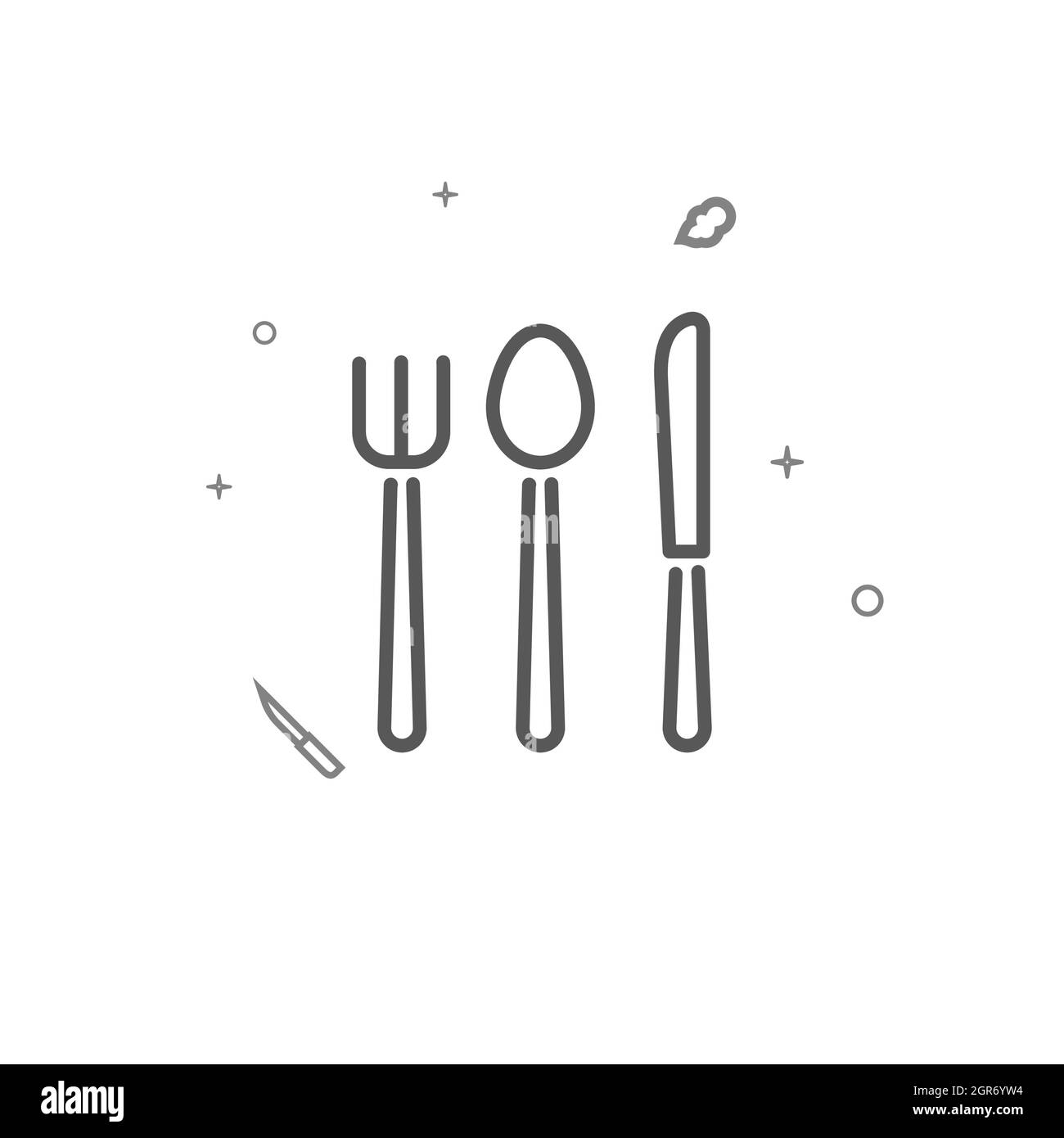 Fork Spoon Knife simple vector line icon. Kitchenware related sign ...