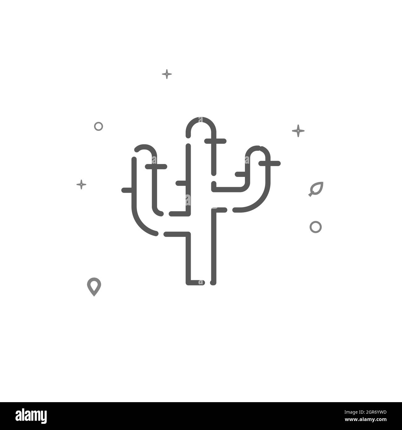 Cactus simple vector line icon. Grey sign isolated on white background ...
