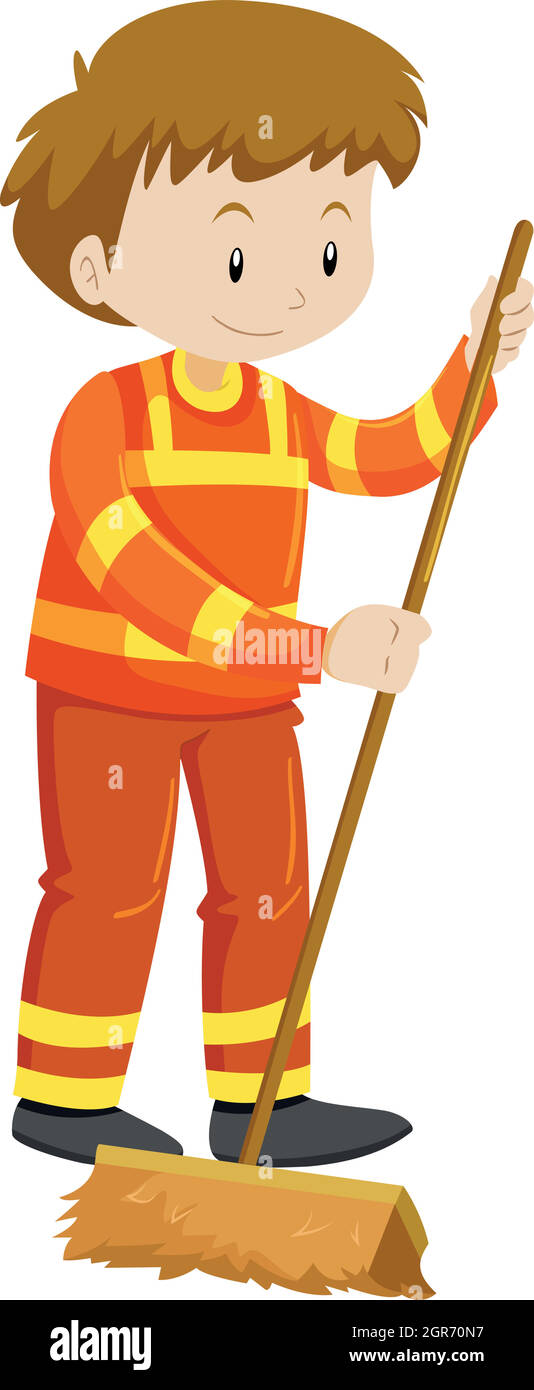 Male janitor floor mop Stock Vector Images - Alamy