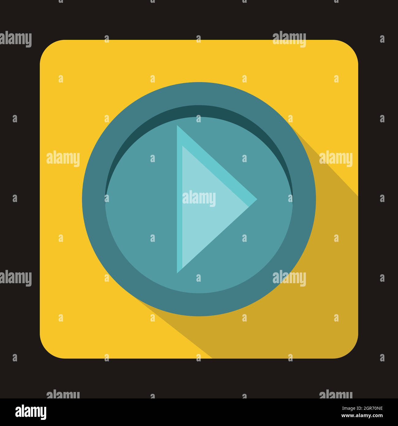 Arrow button on yellow background icon, flat style Stock Vector Image ...