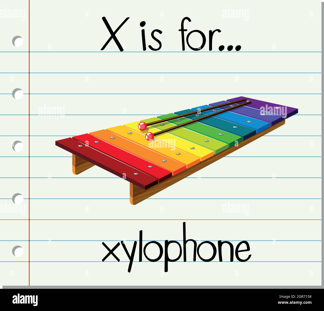 Flashcard letter X is for xylophone Stock Vector Image & Art - Alamy