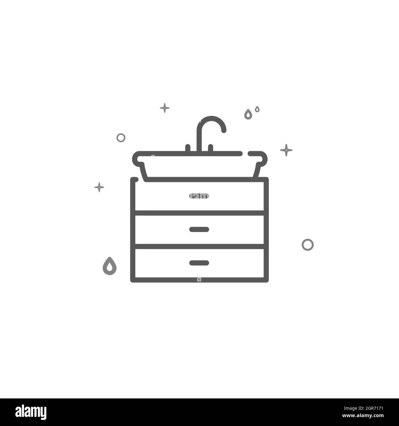 Sink with a bedside table simple vector line icon. Plumbing symbol ...