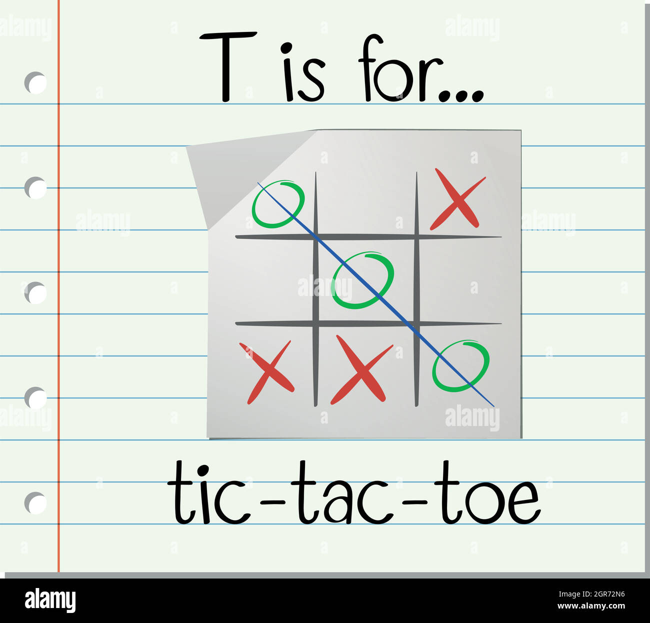 Flashcard letter T is for tic tac toe Stock Vector Image & Art - Alamy