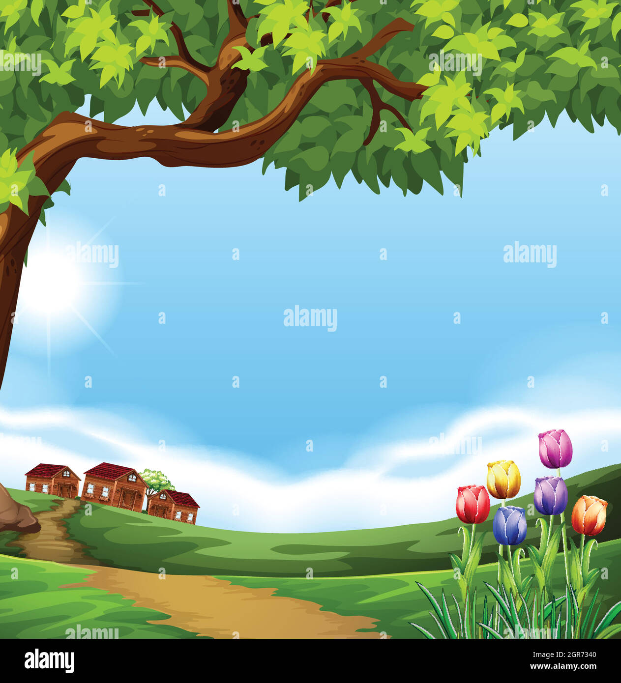 Blue sky small houses Stock Vector Images - Alamy