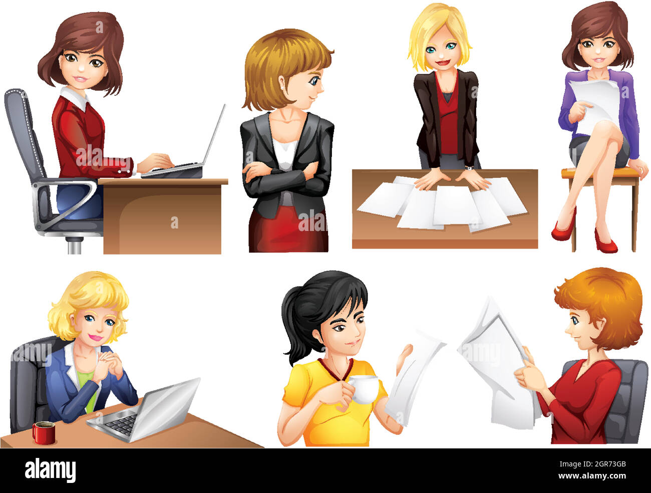 Set of office working woman Stock Vector Image & Art - Alamy