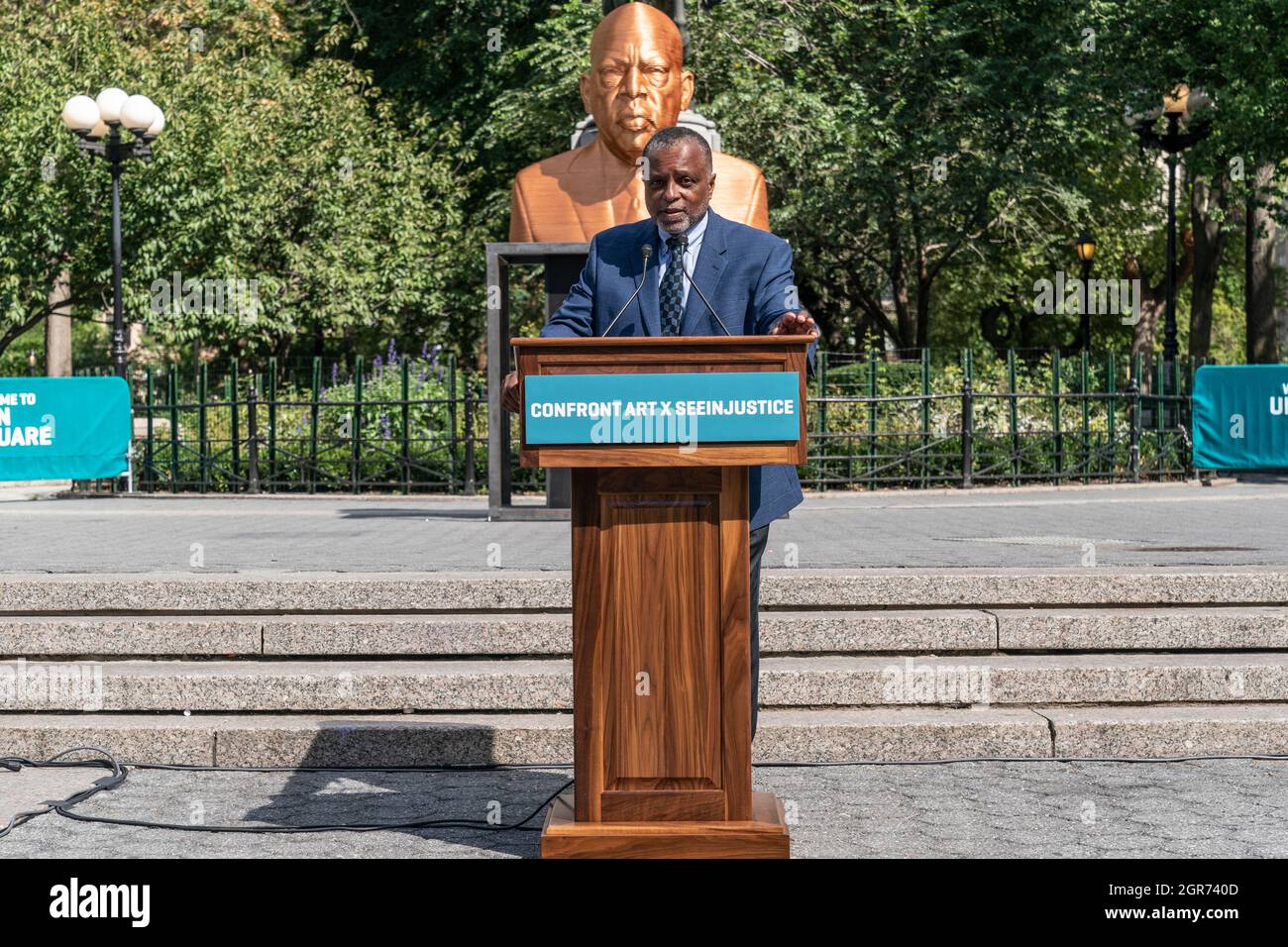 New York, NY - September 30, 2021: Deputy mayor Phillip Thompson speaks ...