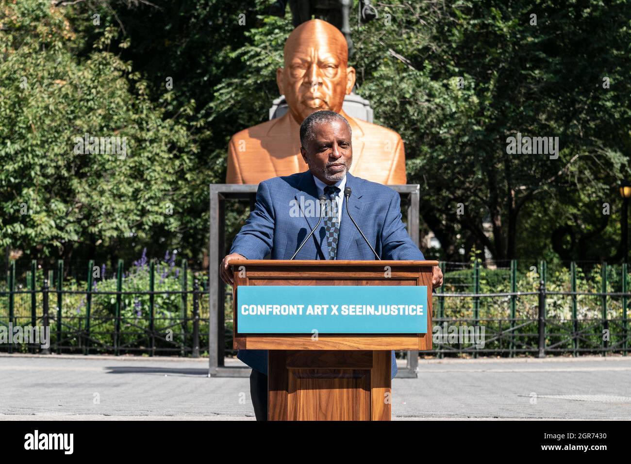 New York, NY - September 30, 2021: Deputy mayor Phillip Thompson speaks ...