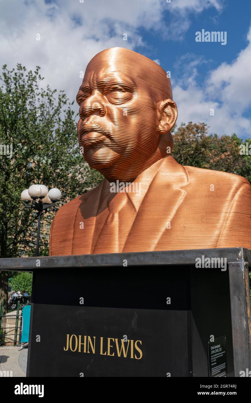 New York, NY - September 30, 2021: Sculpture of John Lewis unveiled ...