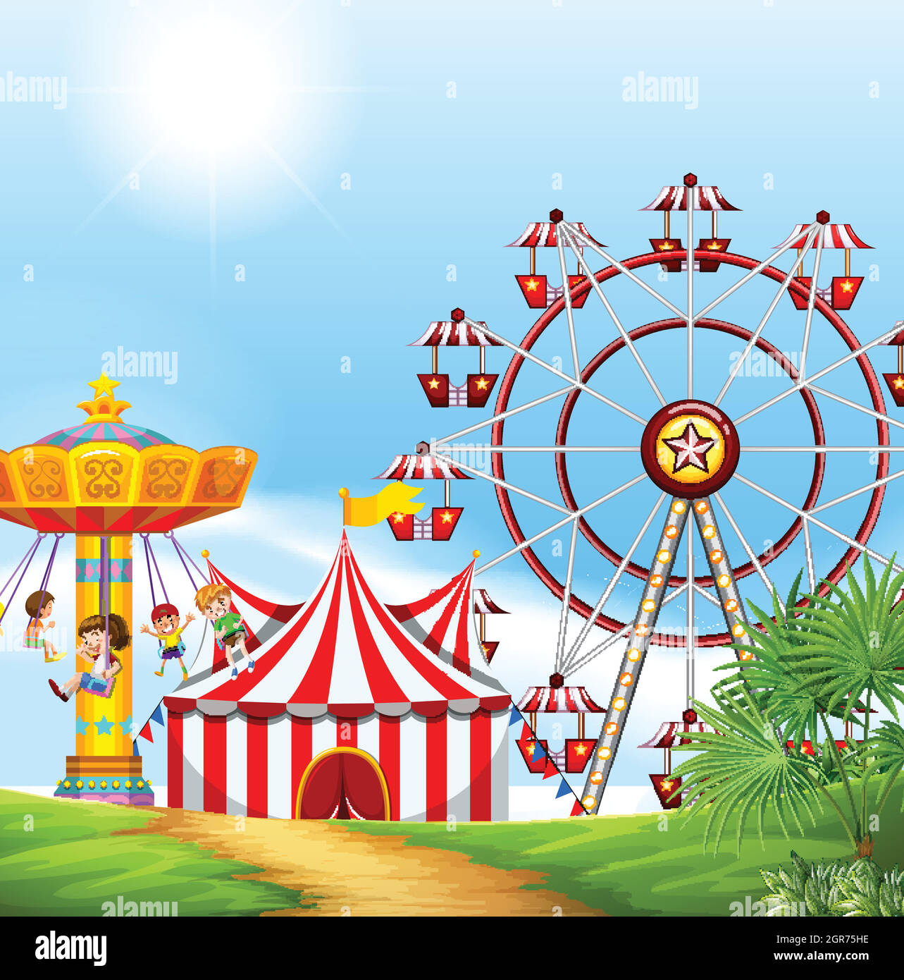 Children having fun at the carnival Stock Vector Image & Art - Alamy