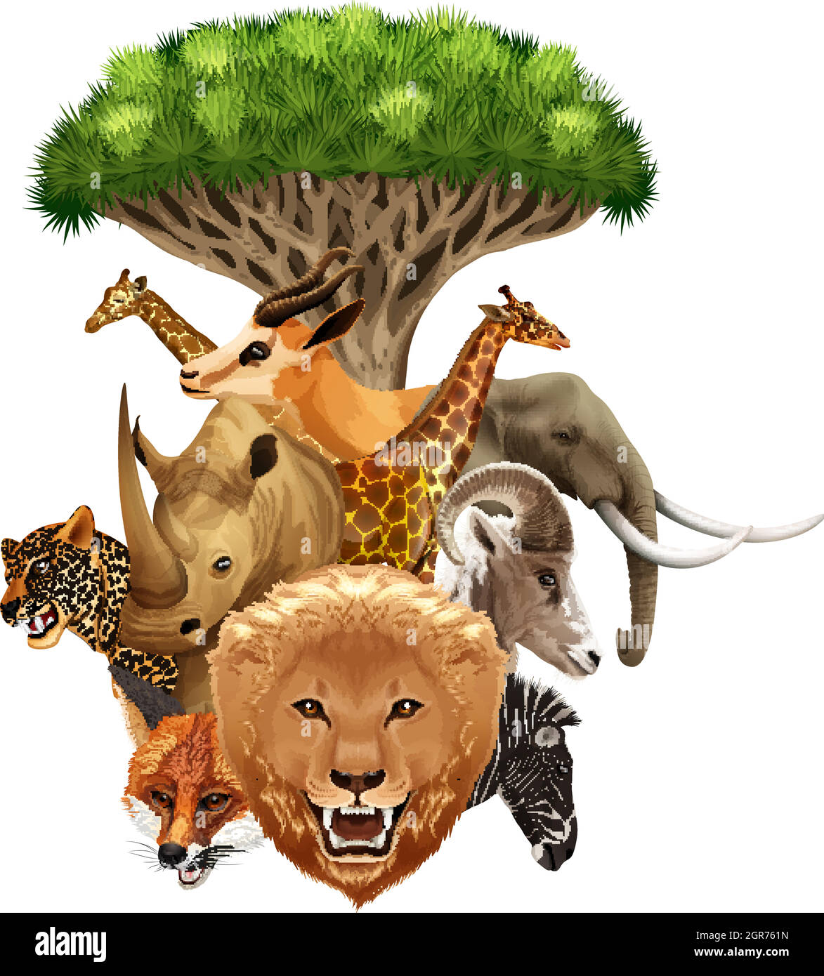 White rhinoceros tree Stock Vector Images - Alamy
