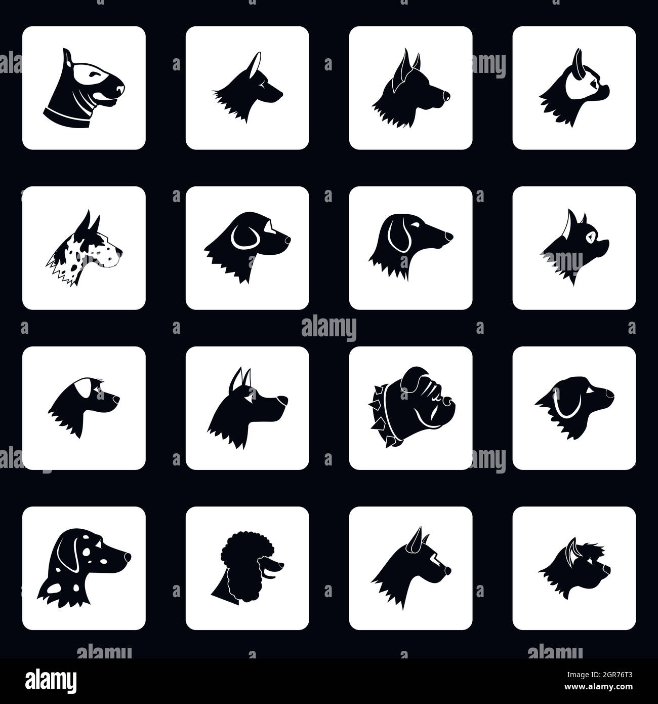 Dog head icons set, simple style Stock Vector Image & Art - Alamy