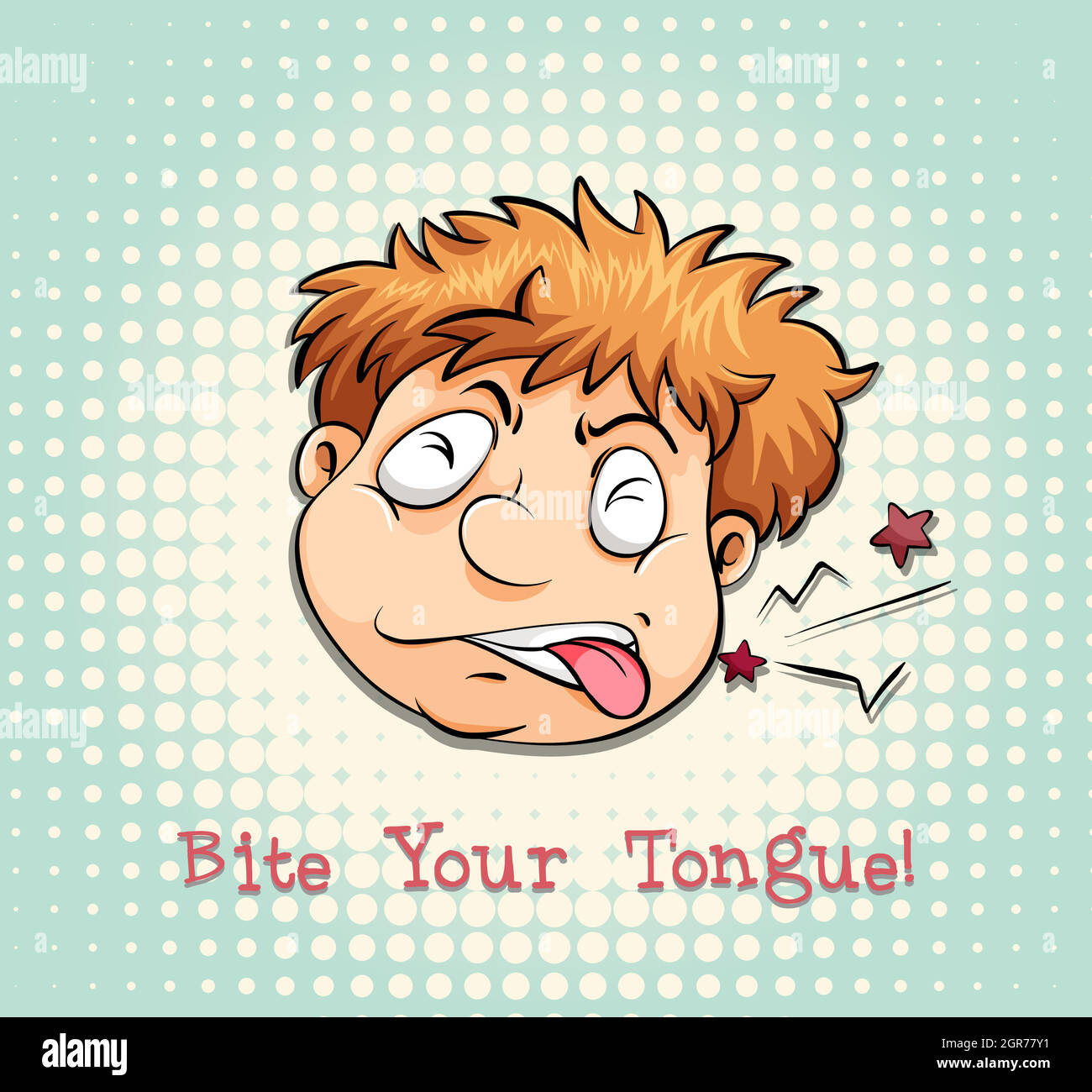 Man face biting tongue Stock Vector Image & Art - Alamy
