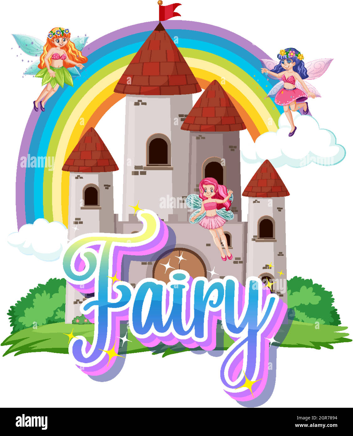 Fairy logo with little fairies on white background Stock Vector Image ...