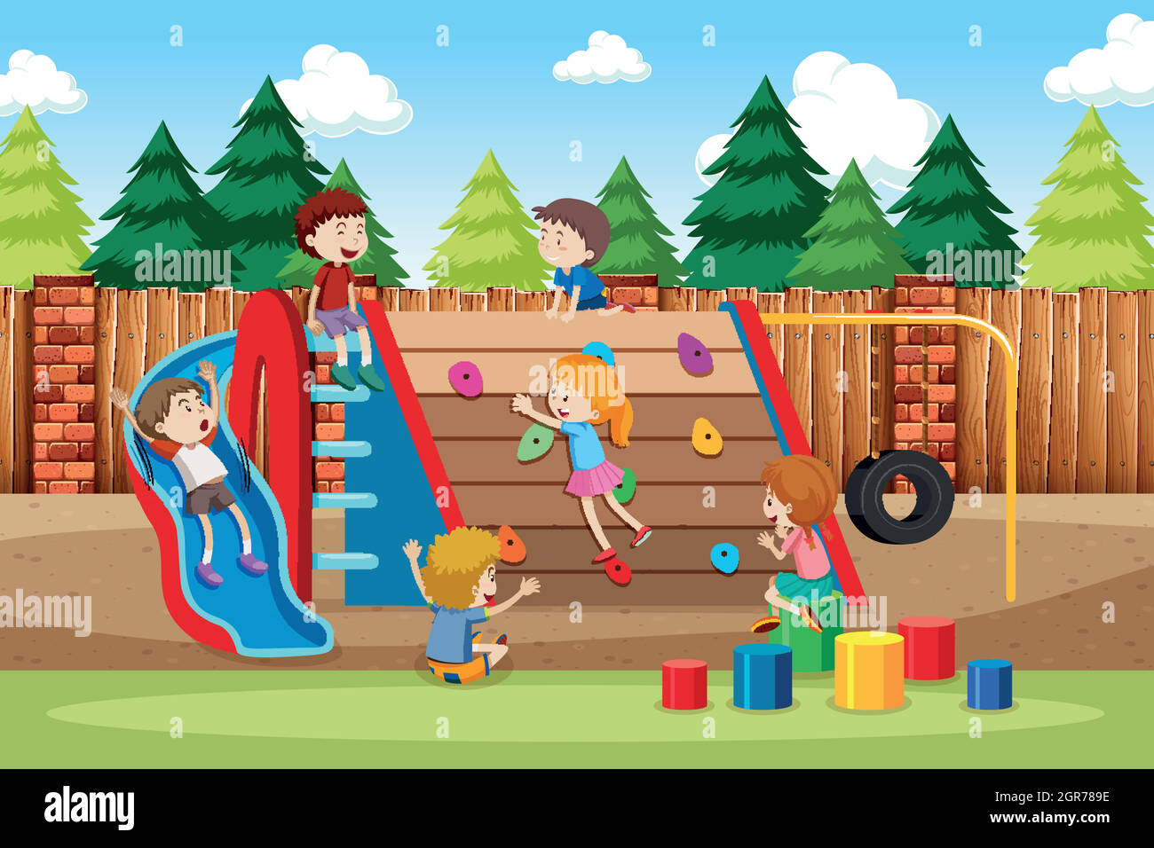 Children playing in playground Stock Vector Image & Art - Alamy