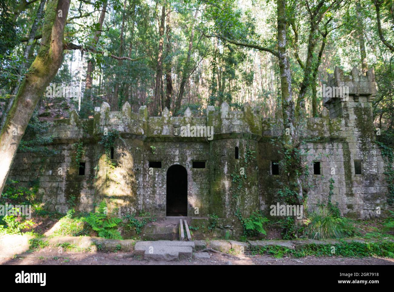 Castle in the enchanted forest of Aldan. Cangas - Spain Stock Photo - Alamy