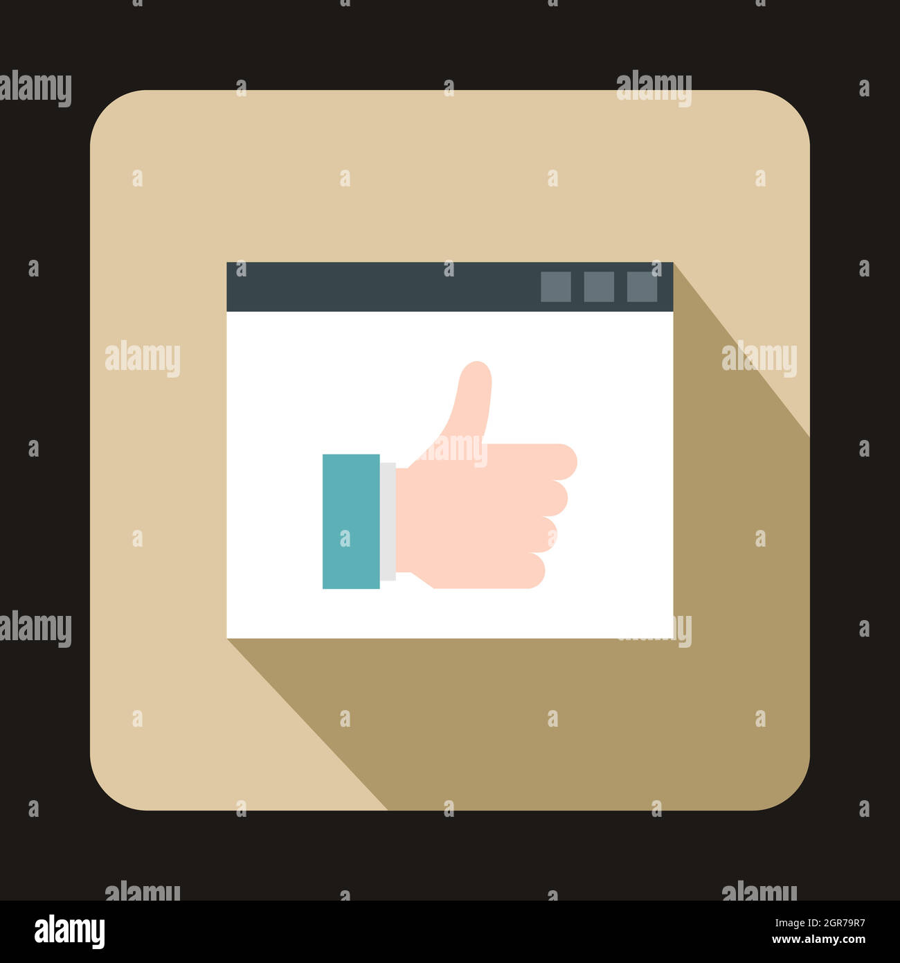 Screen with thumbs up sign icon, flat style Stock Vector Image & Art ...