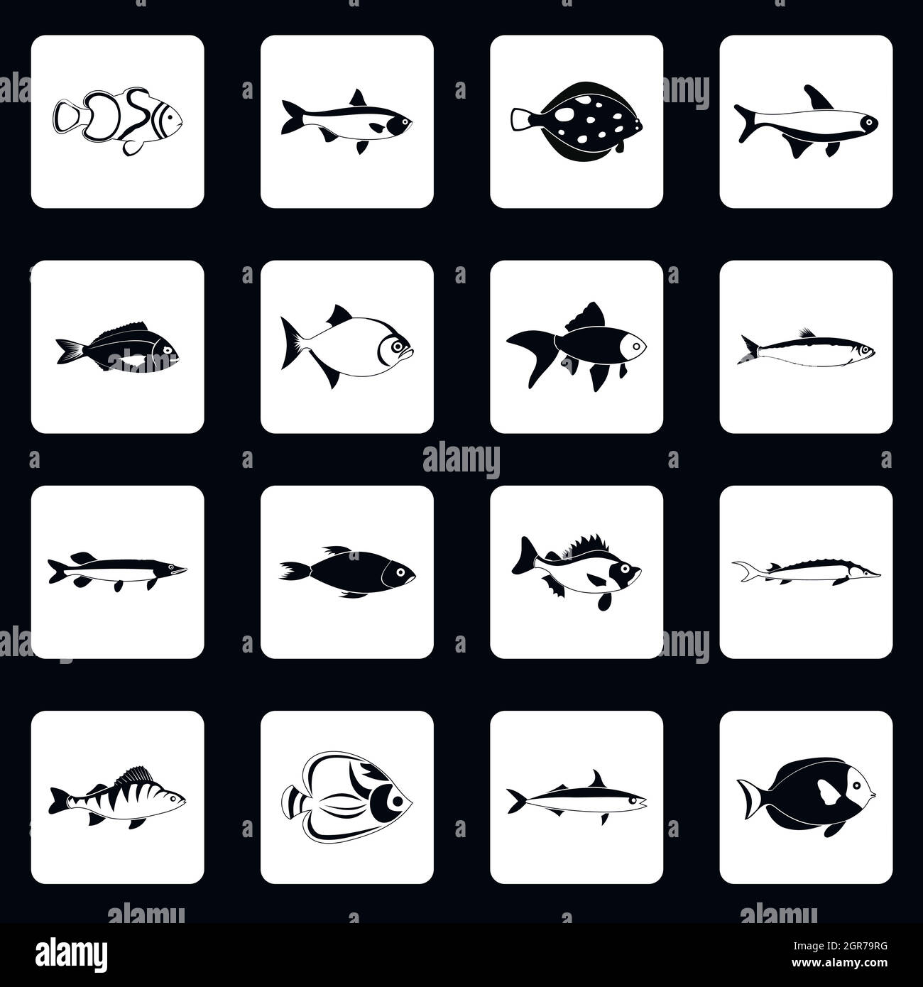 Fish icons set in simple style Stock Vector Image & Art - Alamy