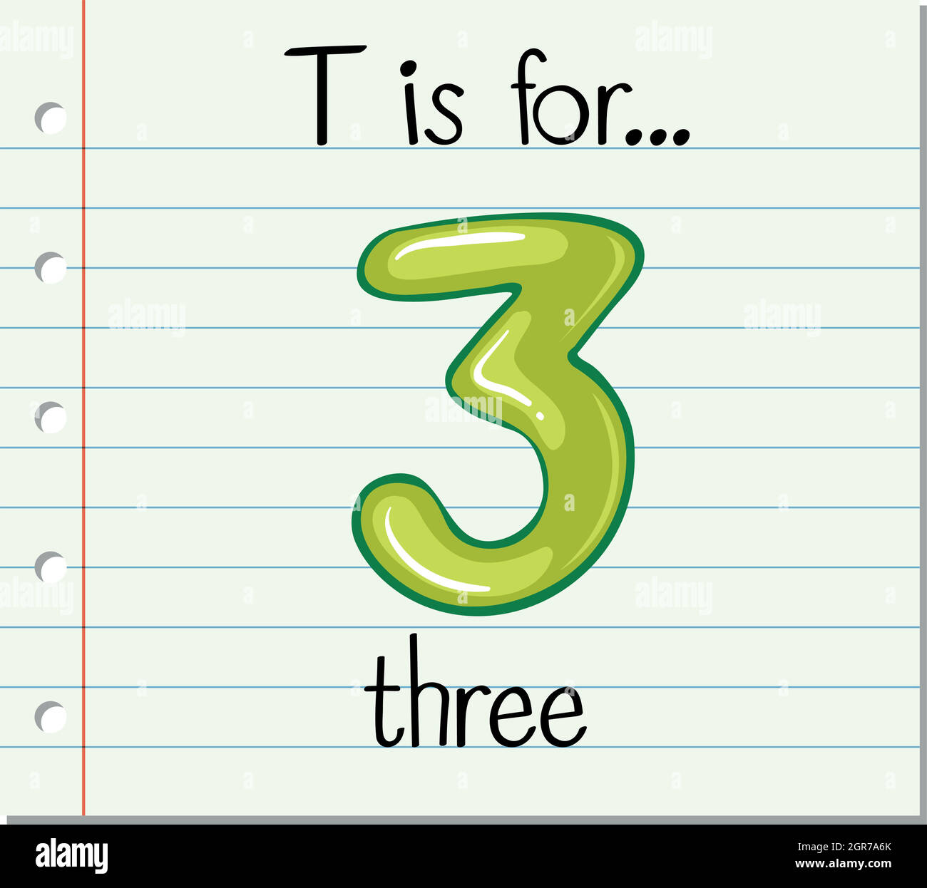 Flashcard letter T is for three Stock Vector Image & Art - Alamy