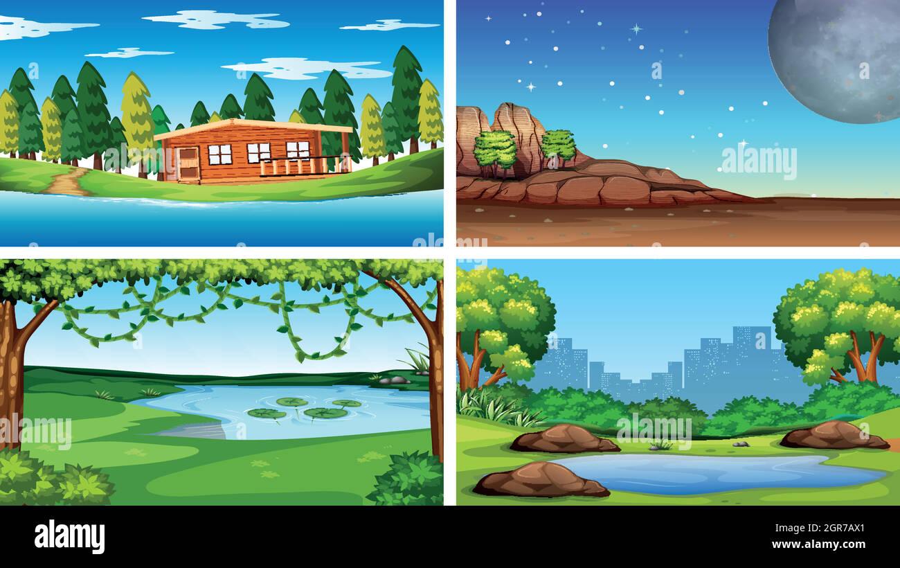 Set of nature scenes day and night Stock Vector Image & Art - Alamy