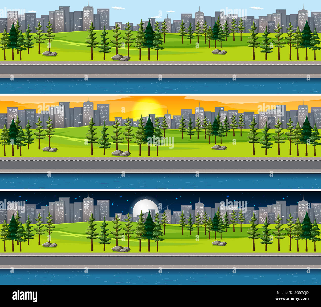 Urban landscape in evening Stock Vector Images - Alamy